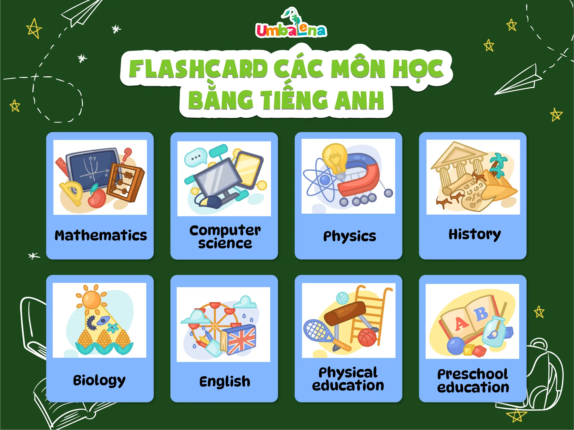 Ghi nhớ từ vựng nhanh chóng với flashcard môn học bằng tiếng Anh